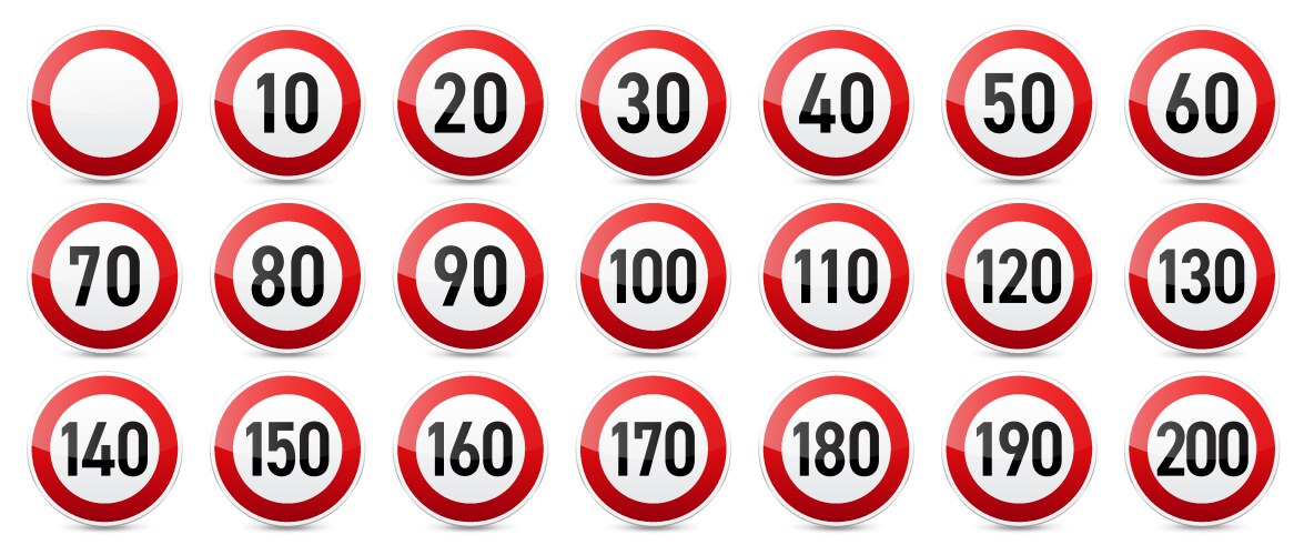 Road sign glossy set Royalty Free Vector Image