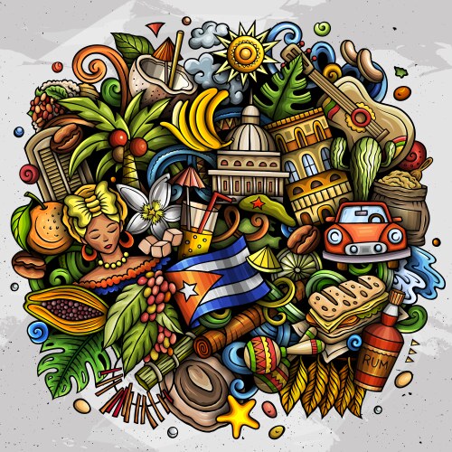 Cuba cartoon doodle funny cuban Royalty Free Vector Image