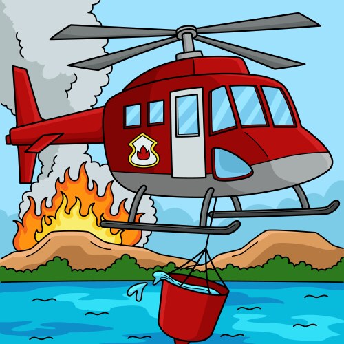 Firefighting helicopter cartoon colored clipart Vector Image