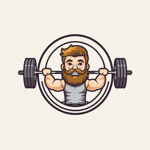 Fitness gym club emblem of a muscular man lifting Vector Image