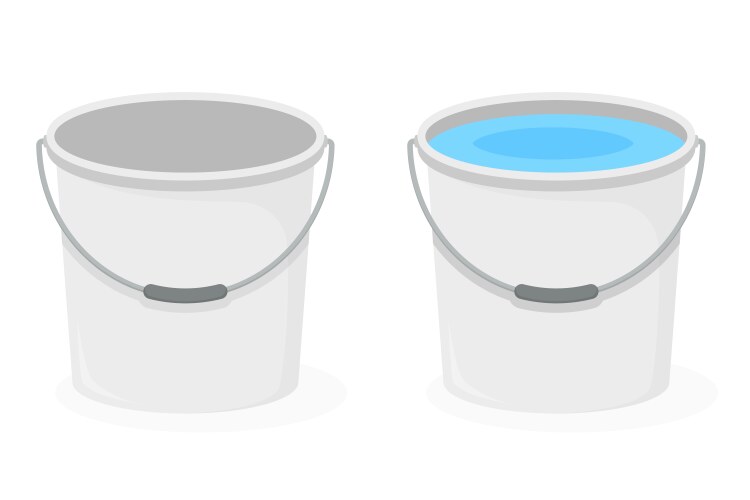 Six colourful buckets Royalty Free Vector Image