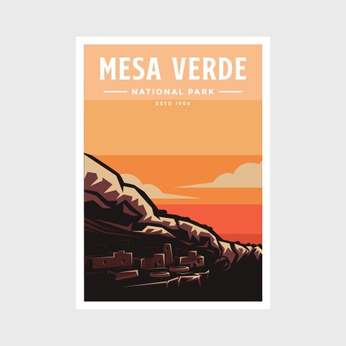 Mesa verde national park poster Royalty Free Vector Image