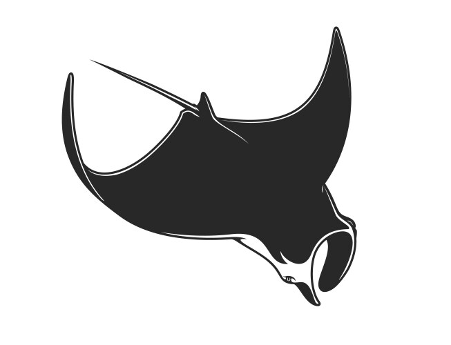 Manta ray over a reef Royalty Free Vector Image
