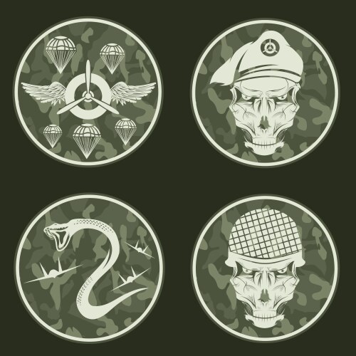 Vintage colorful military emblems set Royalty Free Vector