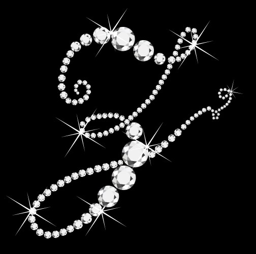 H italic letter with diamonds Royalty Free Vector Image