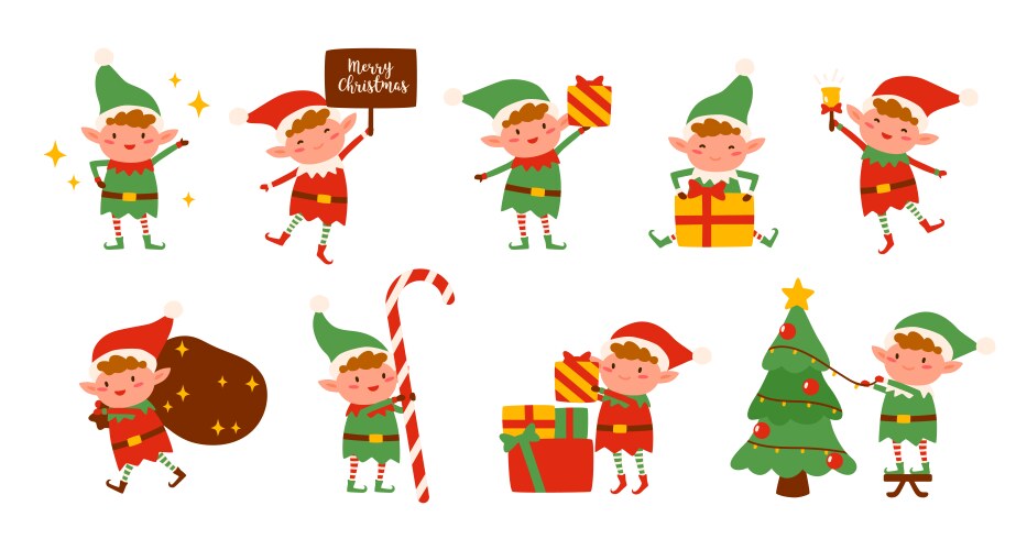 Christmas elves Royalty Free Vector Image - VectorStock