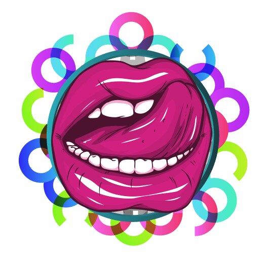 Shouting lips with teeth and tongue cartoon Vector Image