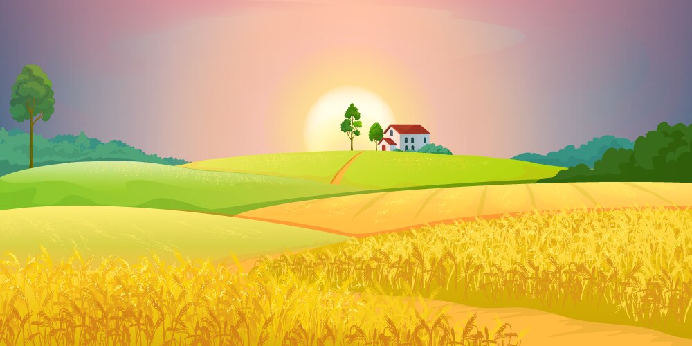Cartoon landscape background countryside Vector Image
