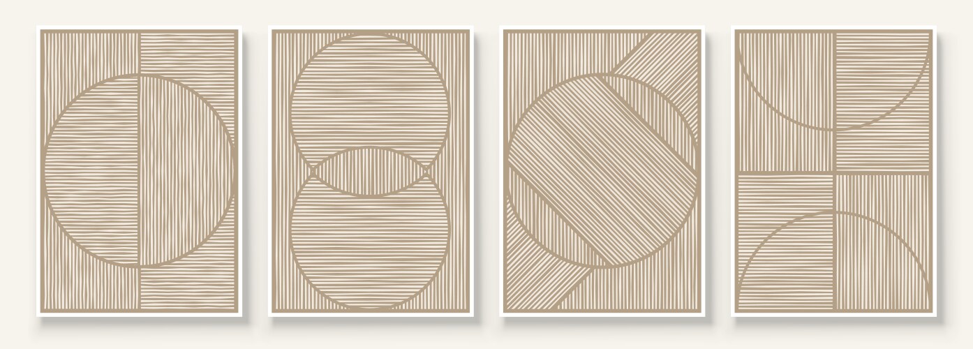 Modern neutral abstract printable wall art set Vector Image