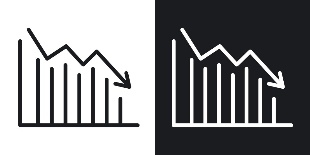 Reduction chart icon set downward graph symbol Vector Image