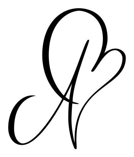 Handwritten heart calligraphy monogram alphabet Vector Image
