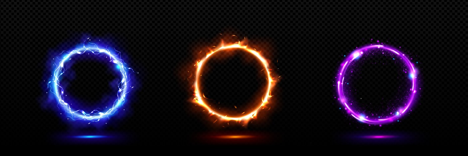 Magic energy effect circles set Royalty Free Vector Image