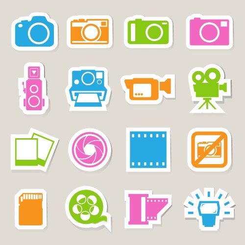 Set of camera and video icons eps 10 Royalty Free Vector
