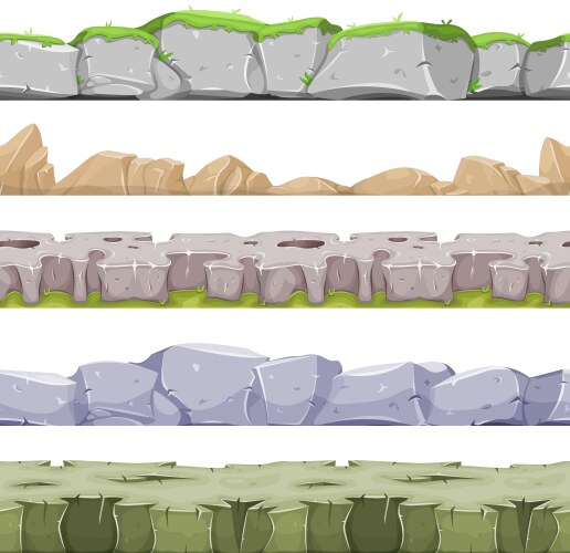 Cartoon seamless grounds game background assets Vector Image