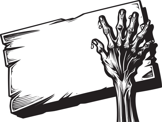 Apparitional advisory zombie hand signboard logo Vector Image
