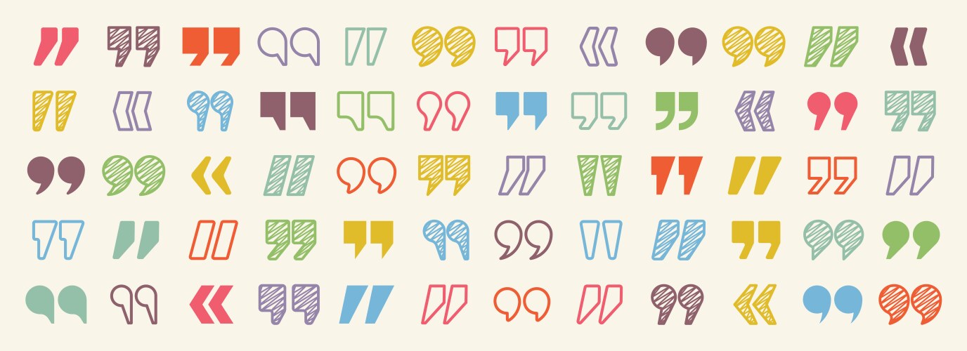 Hatched text quotation marks hand drawn quotes Vector Image