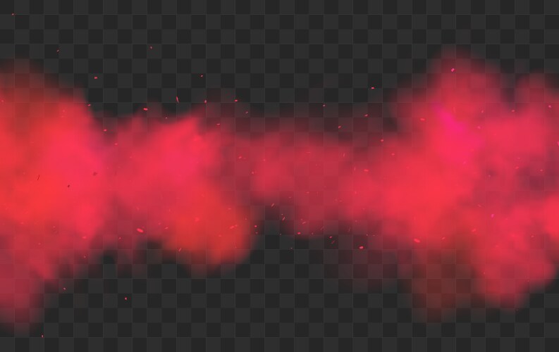 Red smoke isolated on transparent background Vector Image