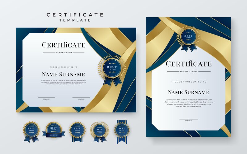 Minimalism geometric blue certificate design Vector Image
