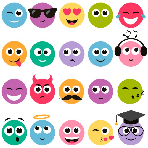 Monkey smiley faces set Royalty Free Vector Image