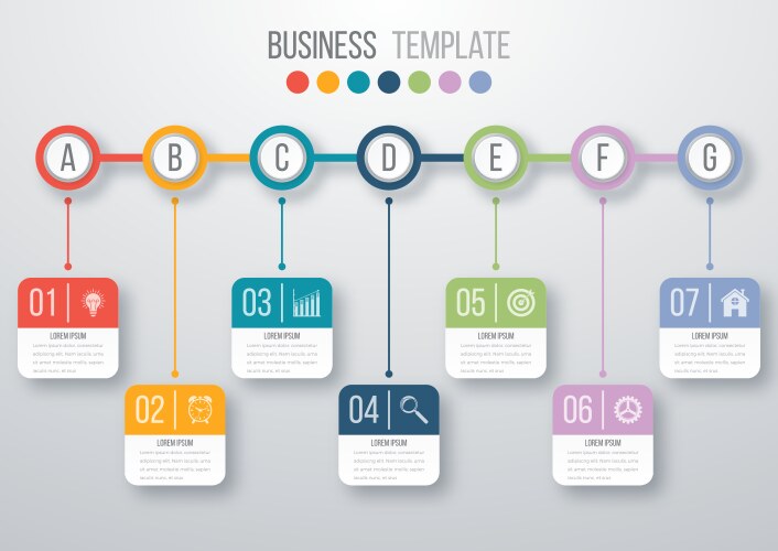 Infographics timeline seven options Royalty Free Vector