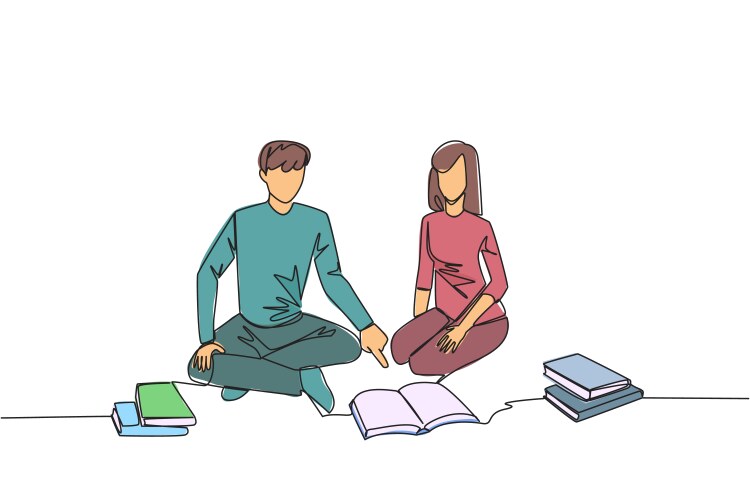 Single Continuous Line Drawing Man Woman Open Vector Image