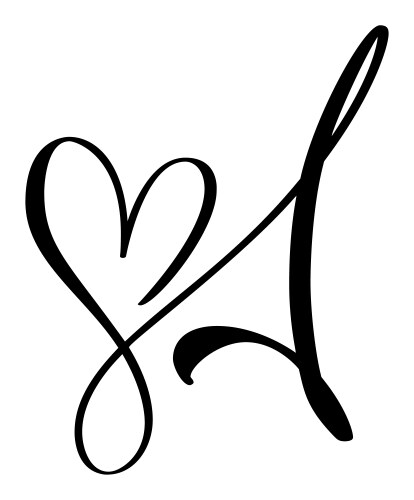 Handwritten heart calligraphy monogram alphabet Vector Image