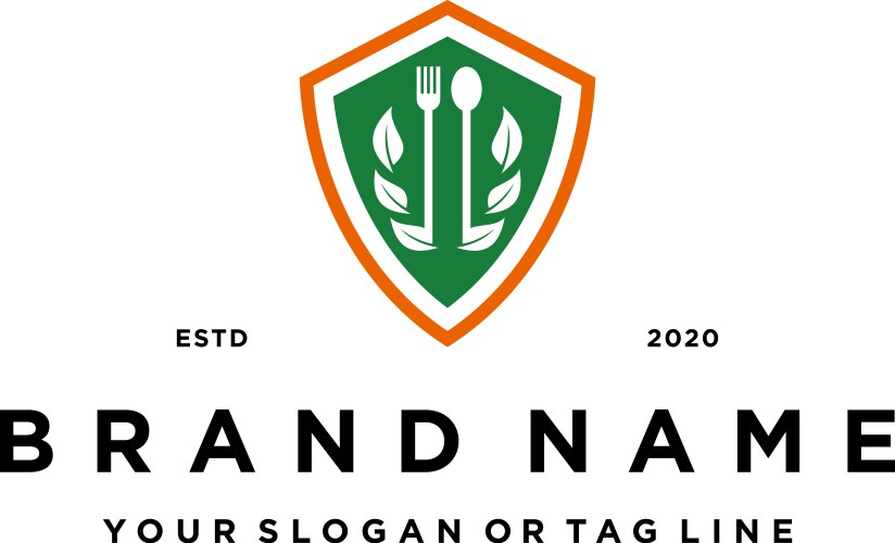 Creative healthy food shield logo design Vector Image