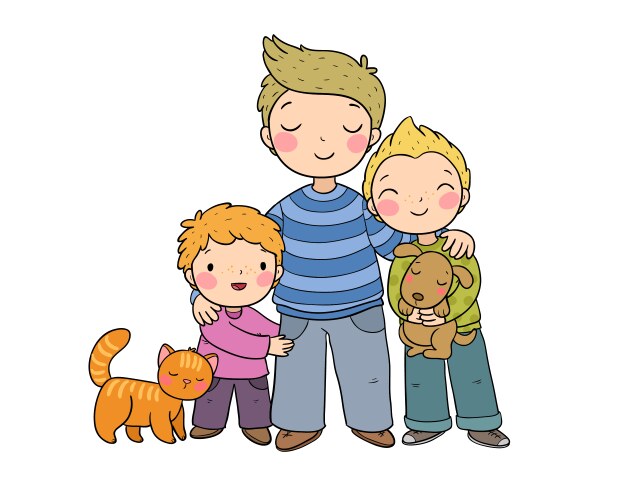 Family Cartoon Three Boys Vector Images (over 390)