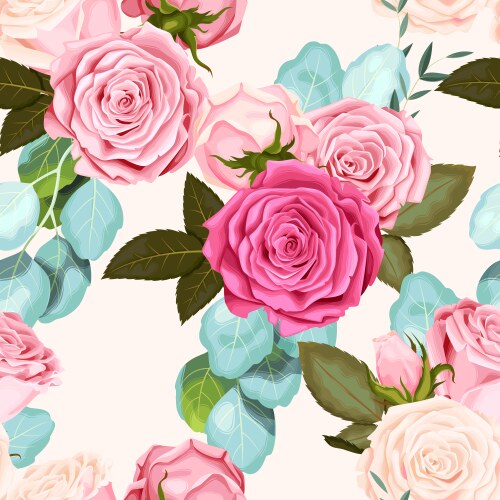 Horizontal seamless background with red roses Vector Image