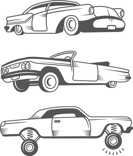Retro cars and auto old models motor vehicles Vector Image