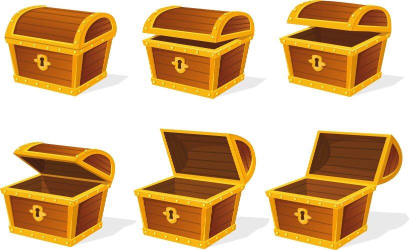 Chest animation cartoon empty treasure casket Vector Image