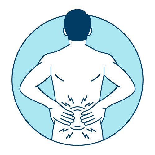 Lower back pain icon spinal ache medical symbol Vector Image