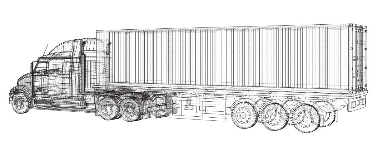 Commercial cargo delivery truck isolated created Vector Image