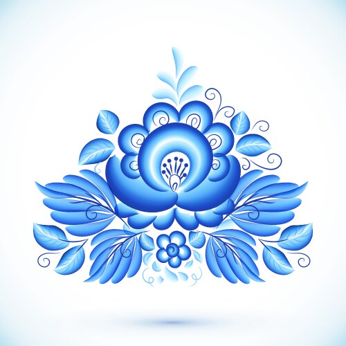 Blue floral elements in russian gzhel style Vector Image Blue floral elements in russian gzhel style Vector Image