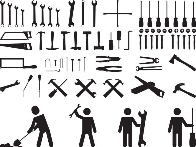 Toolbox with tools design elements Royalty Free Vector Image