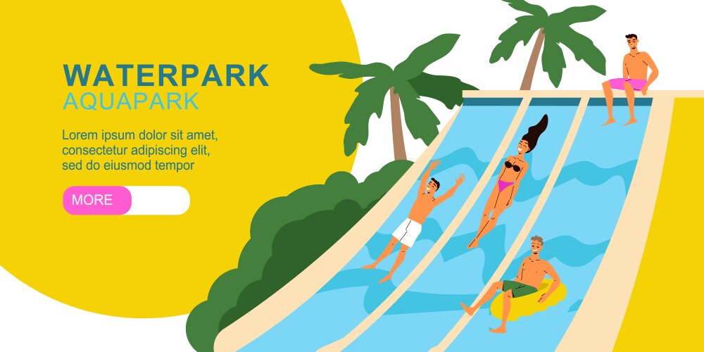 Waterpark flat composition Royalty Free Vector Image