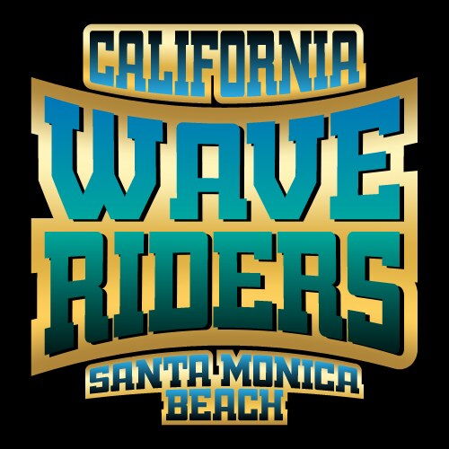 Wave riders typography Royalty Free Vector Image