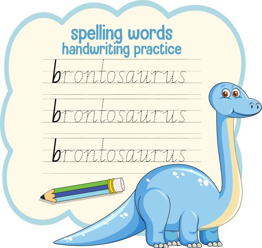 Spelling words dinosaur handwriting practice Vector Image