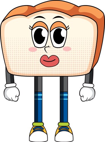 Bread cartoon character on white background Vector Image