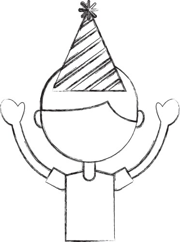 Sketch draw upper body boy cartoon Royalty Free Vector Image