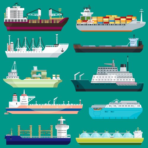 Cargo vessels and tankers shipping delivery bulk Vector Image