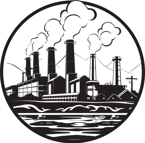 Pollutedplains water and air pollution iconic Vector Image