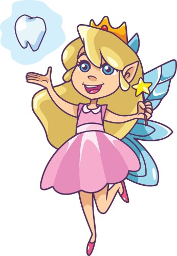 Cute little tooth fairy with crown Royalty Free Vector Image