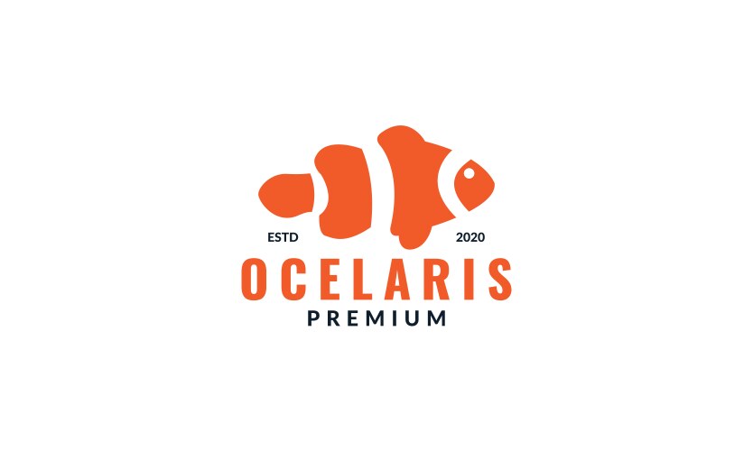 Ocellaris clownfish fish icon logo Royalty Free Vector Image