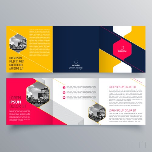 Bi fold brochure design with square shapes Vector Image