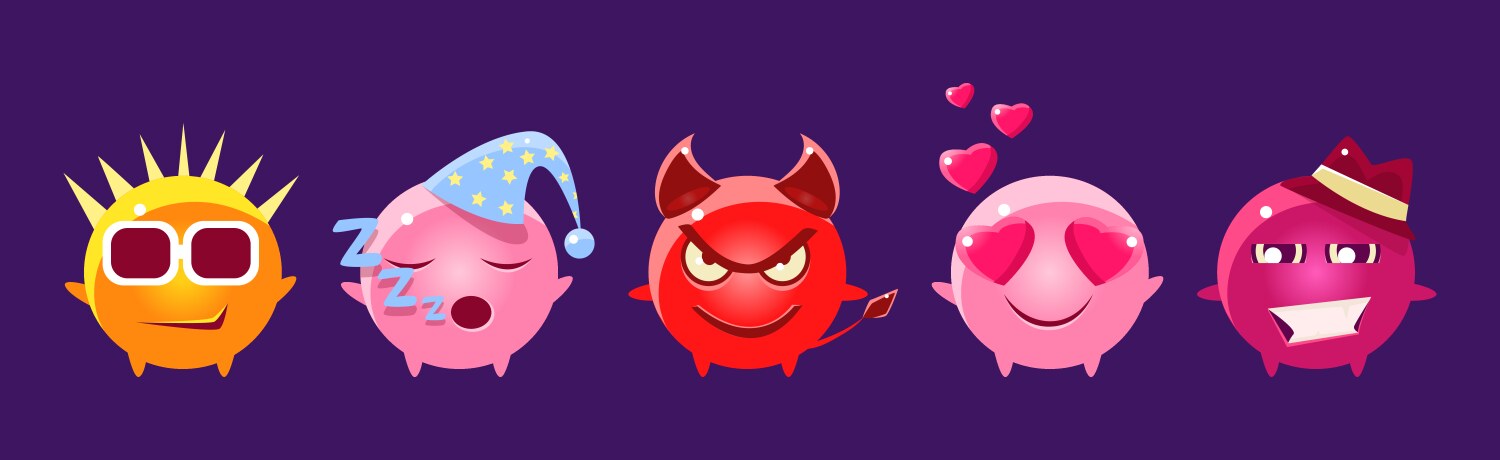 Funny round face emotion character colorful Vector Image