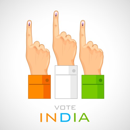 Hand voting sign of tri color of india general Vector Image