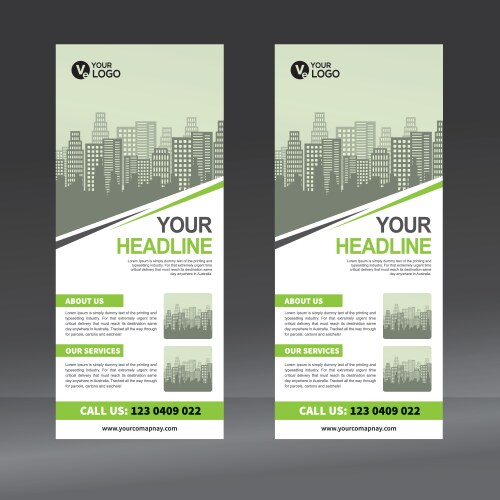 Roll up banner vertical design template Royalty Free Vector