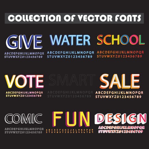 3d font and alphabet Royalty Free Vector Image