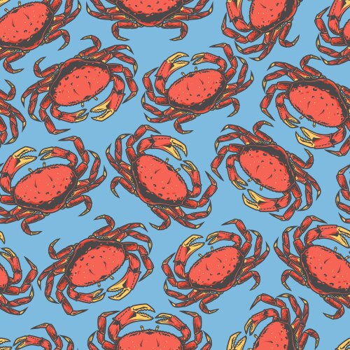 Sea crab colorful seamless pattern Royalty Free Vector Image